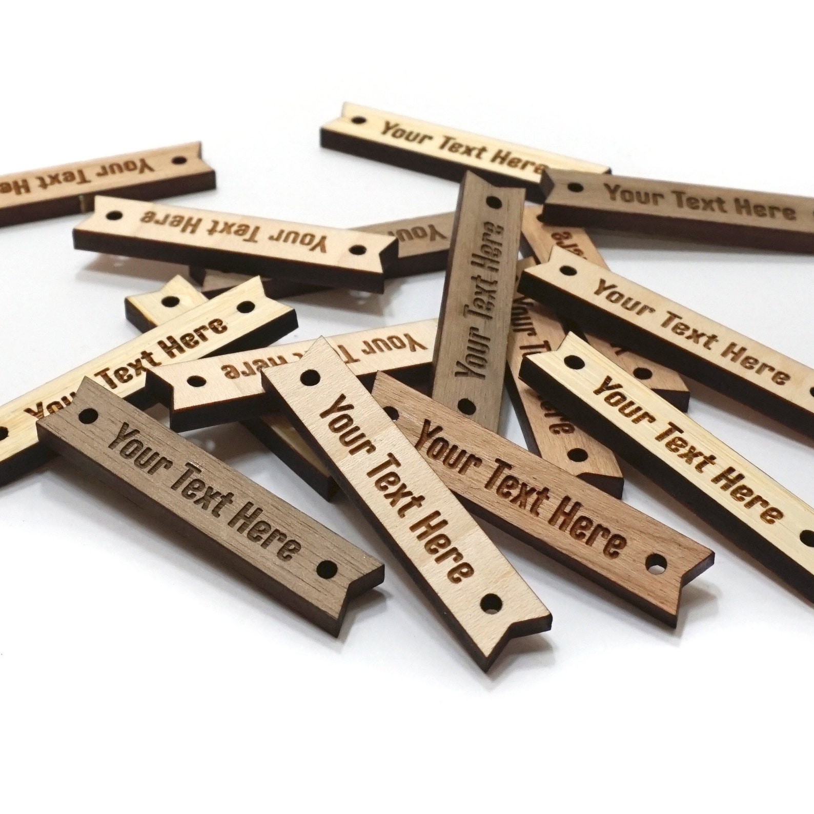 Custom Banner Flag Wood Tags 2 x 0.4 inch Two holes Wooden | Etsy