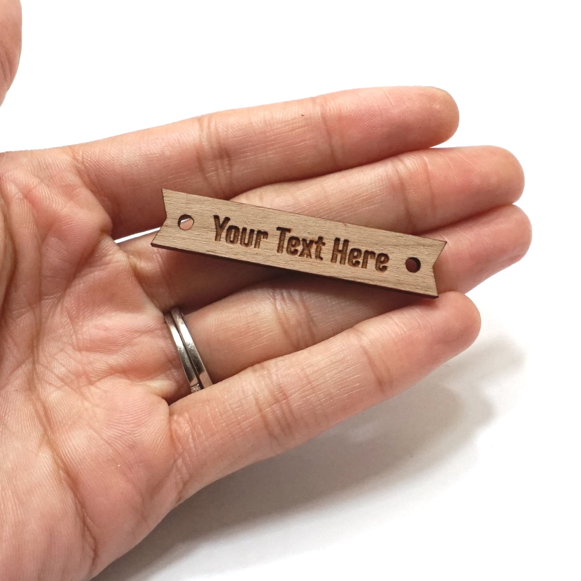 Custom Banner Flag Wood Tags 2 x 0.4 inch Two holes Wooden | Etsy