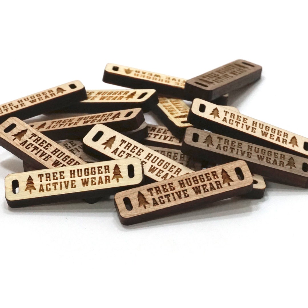 Custom Rectangle Wood Tags 1.67 X .4 Inch Side Slit Holes Wooden Tag ...