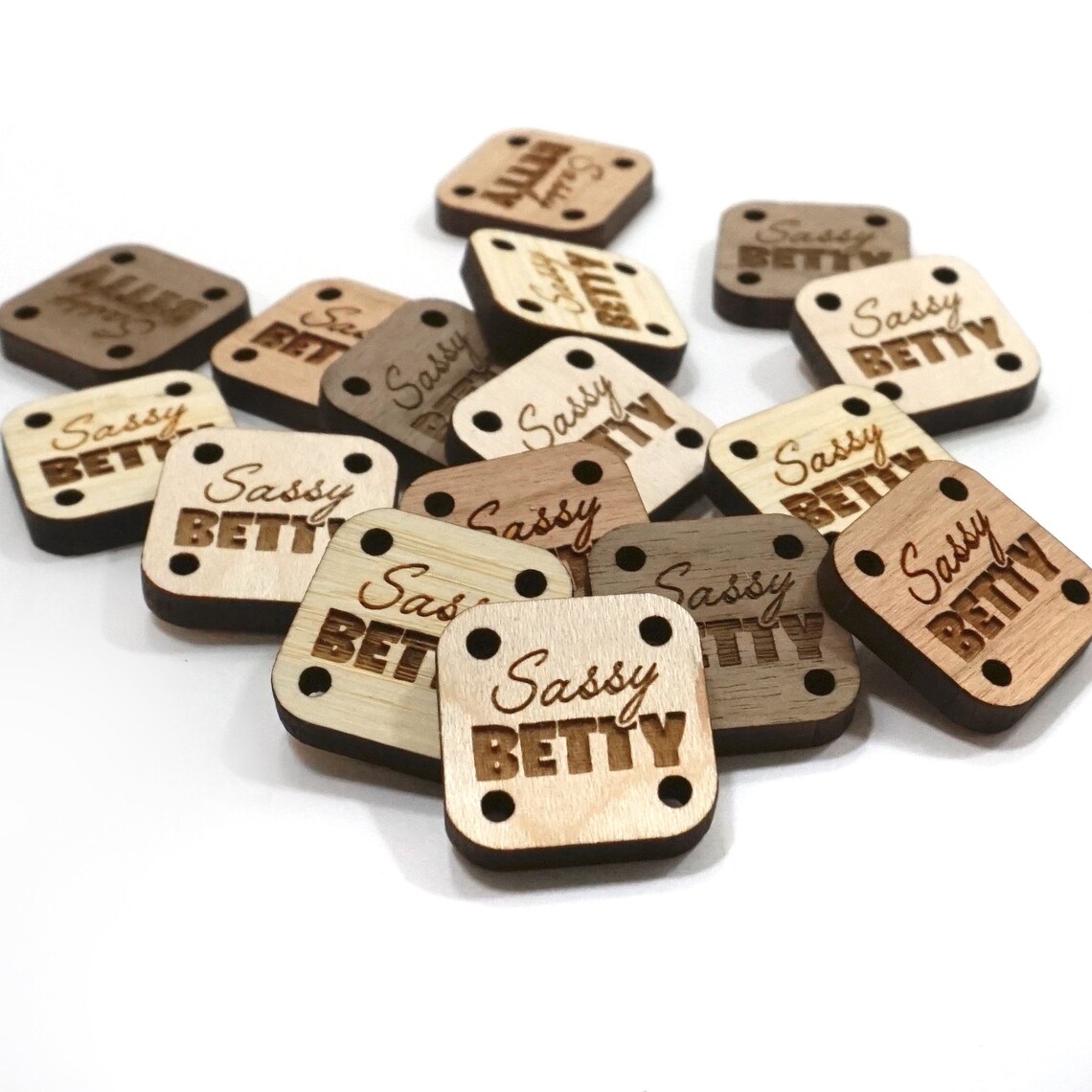 Custom Square Wood Buttons .85 X .85 Inch Rounded Corners | Etsy