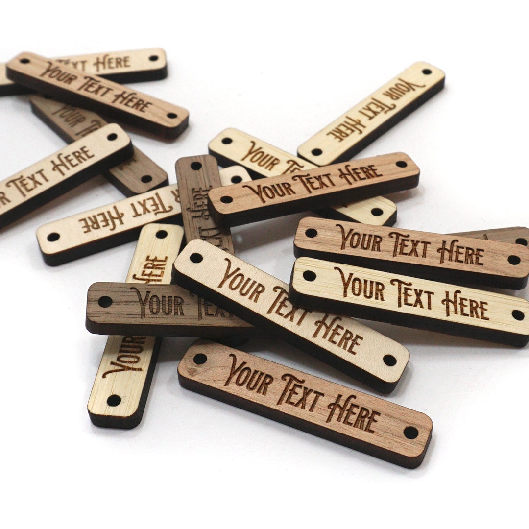 Custom Rectangle Wood Tags 2 X 0.4 Inch Round Holes Custom Text Wood ...