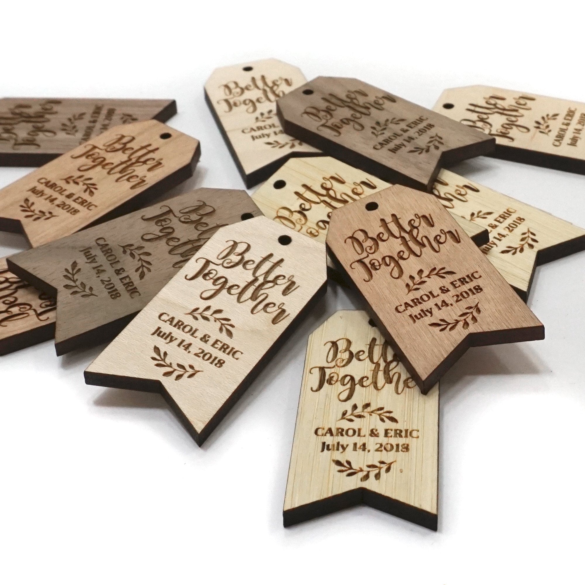 Custom Favour Tag Banner Shape Wood Tags 1 x 2 inch Wedding | Etsy