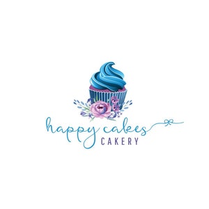 Cupcake Blue Frosting Logo Bakery Logo Design Baking Logo | Etsy