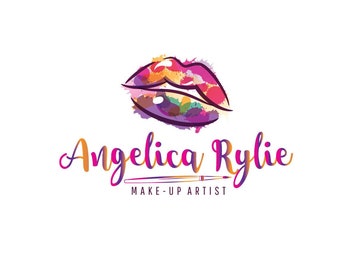 Lips Logo Beauty Logo Makeup Artist Logo Purple Lips Logo | Etsy