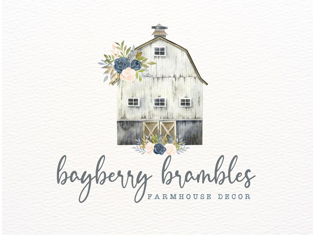 White Rustic Distressed Wood Barn Logo, Custom Farm Logo, Modern Logo ...