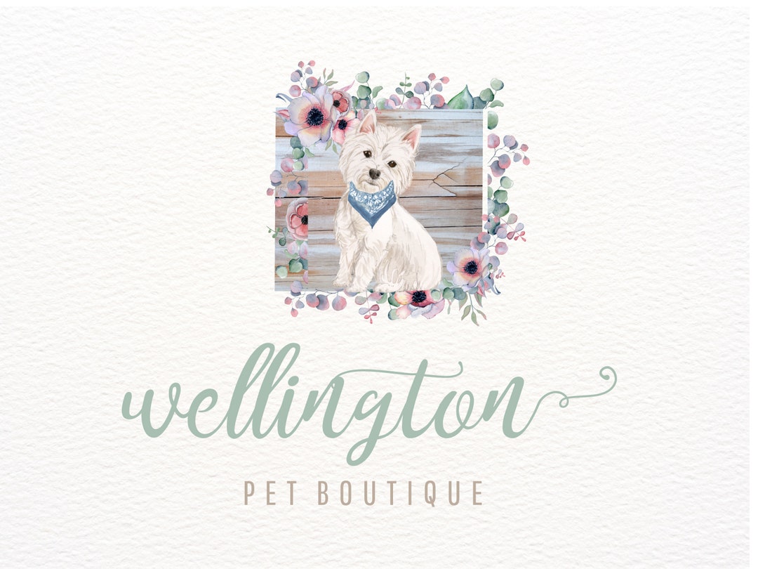 Westie Dog Logo, Watercolor Rustic Wood Dog Logo Design, West Highland ...