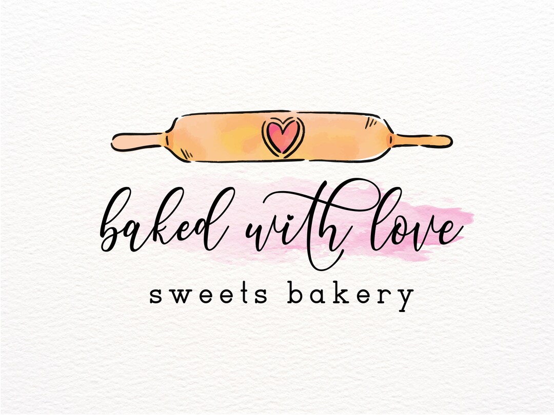 Cottage Bakery Logo, Rolling Pin Logo, Custom Logo, Baking Logo Design ...