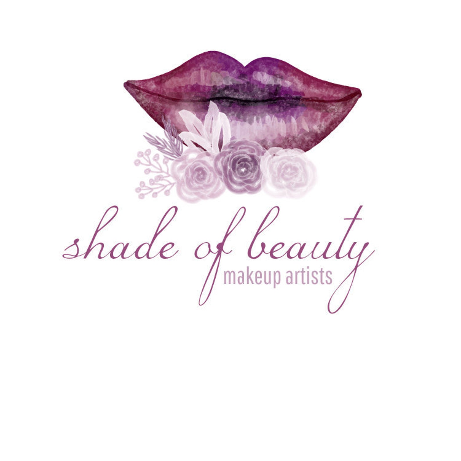 Lips Logo Beauty Logo Makeup Artist Logo Purple Lips Logo | Etsy