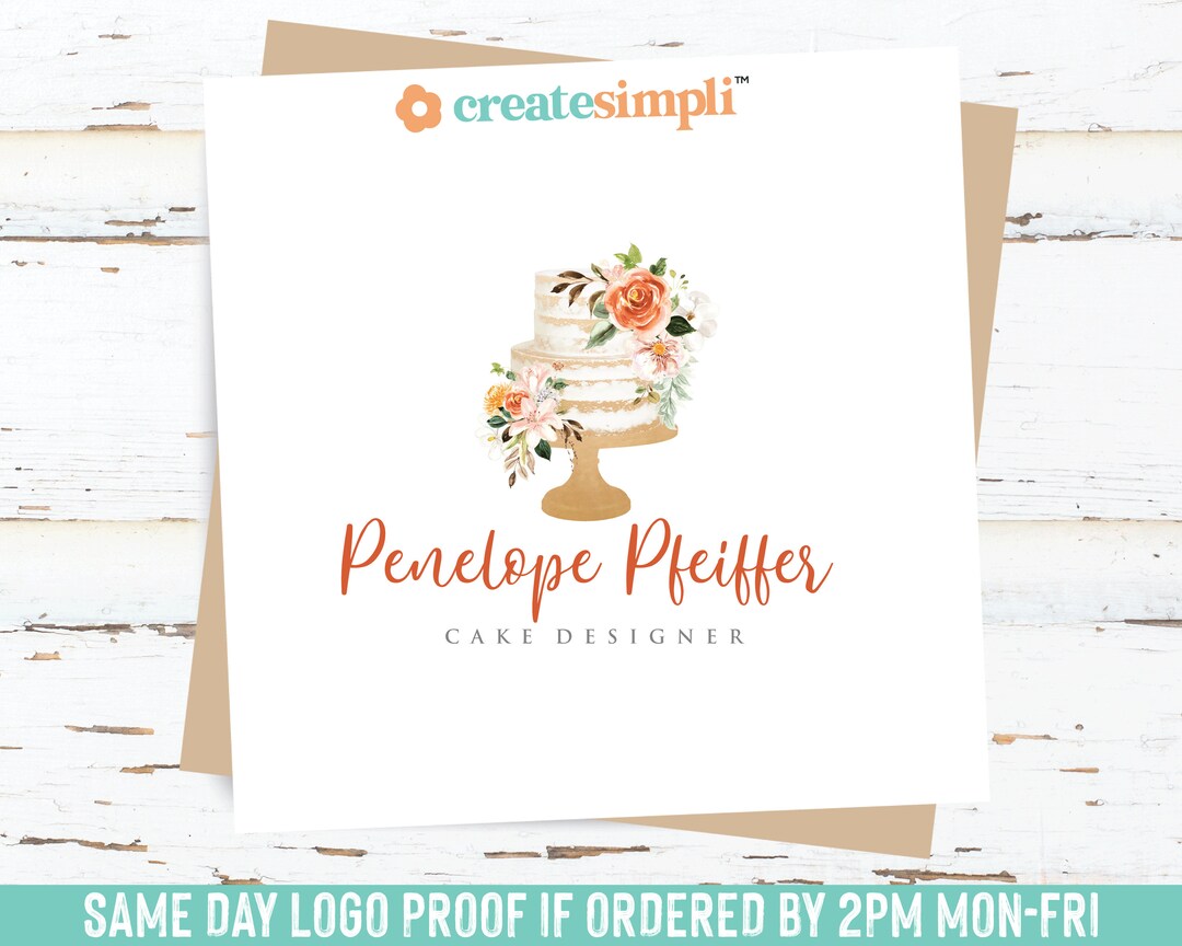 Bakery Logo Layer Cake Logo Wedding Cake Logo Floral Cake - Etsy