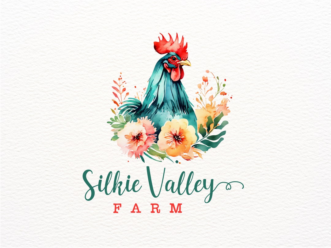 Custom Farm Logo, Rooster Logo, Chicken Logo, Hen Logo, Watercolor Logo ...