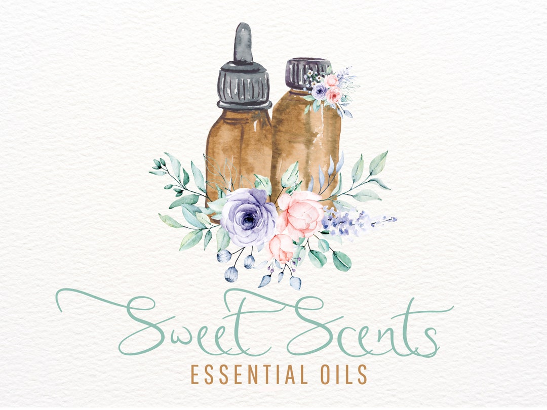 Essential Oil Logo, Aroma Logo Design, Pink and Purple Watercolor ...