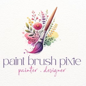Paint Brush Logo, Painter Logo, Artist Logo, Designer Logo, Wildflowers ...