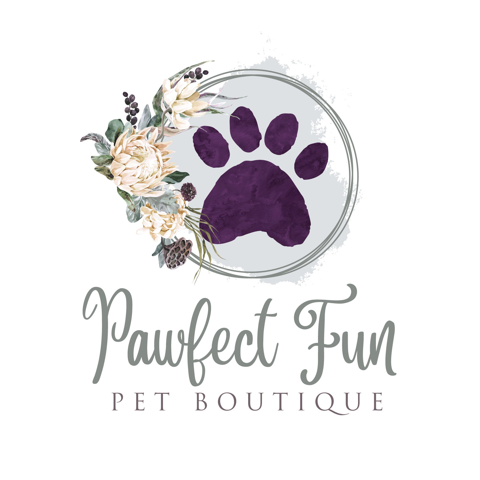 Paw Print Logo Design Pet Boutique Logo Dog Breeder Logo | Etsy