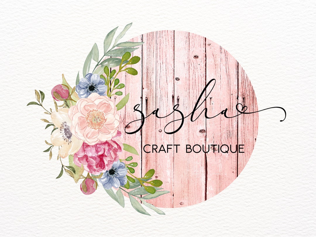 Craft Logo, Peony Logo Design, Barnwood, Watercolor Peonies, Crafting ...
