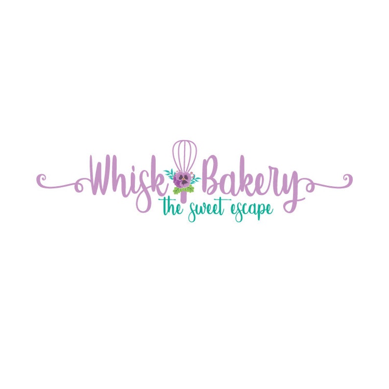 Whisk Logo Bakery Logo Design and Branding Purple Floral - Etsy