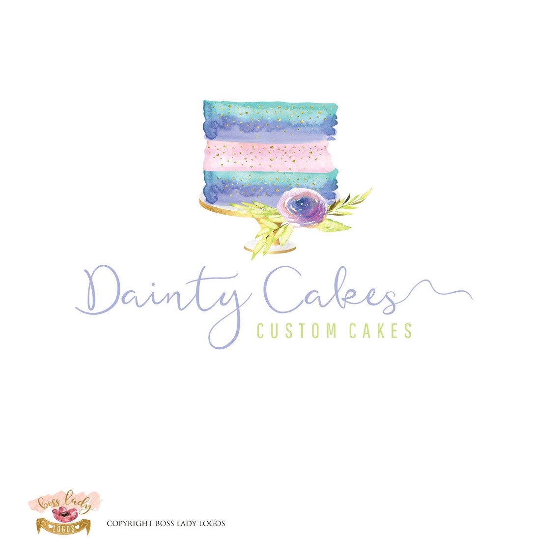 Cake Logo Design Hand Painted Layer Cake Logo Bakery Logo | Etsy