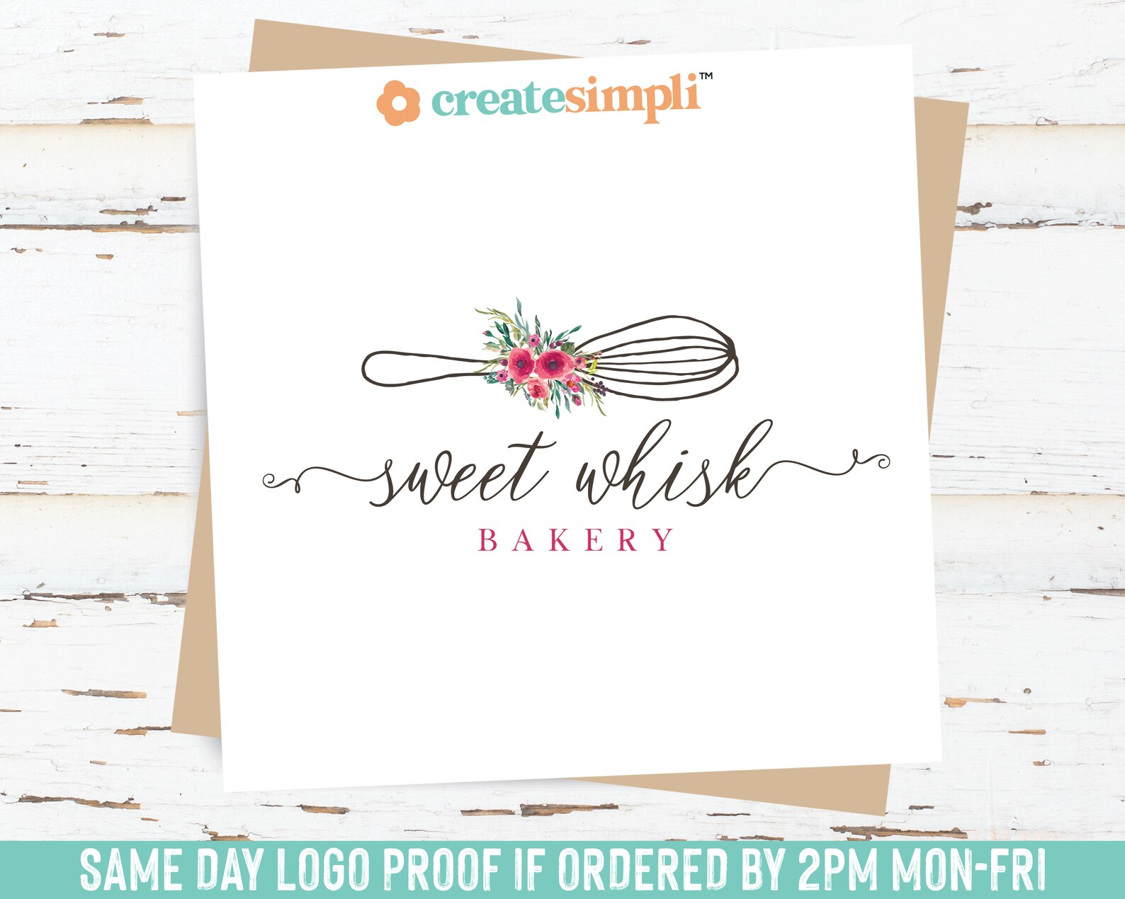 Bakery Whisk Logo Design Watercolor Floral Baking Logo Baker - Etsy