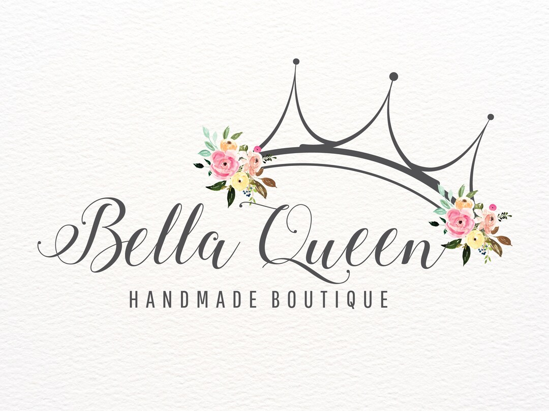 Crown Logo, Tiara Logo, Queen Logo, Hand Drawn Logo, Floral Bouquet ...