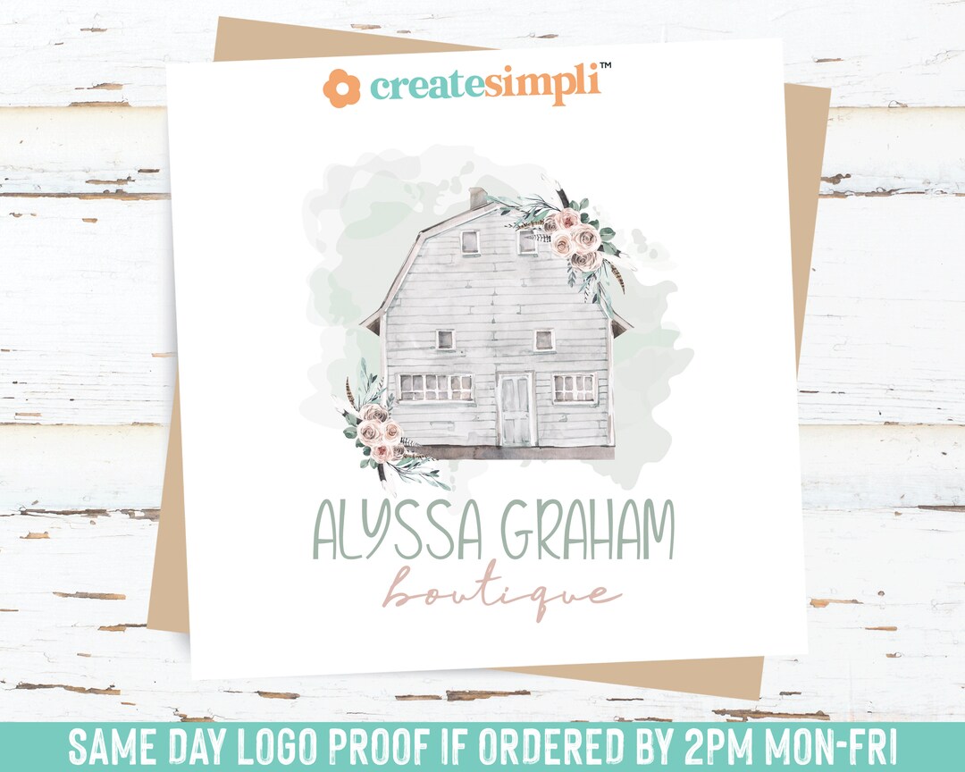 White Barn Logo Rustic Logo Boho Vintage Barns Farm Logo - Etsy