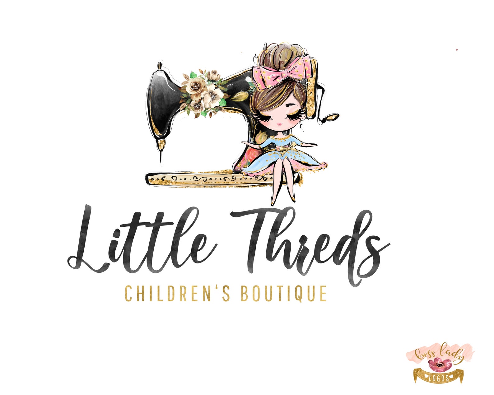 Children's Boutique Logo Sewing Machine Logo Spool Logo | Etsy