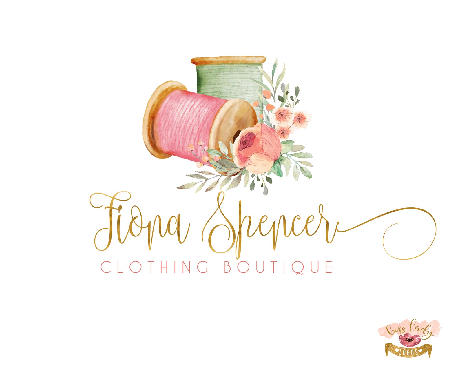 Spool Logo Clothing Boutique Logo Design Branding Sewing | Etsy