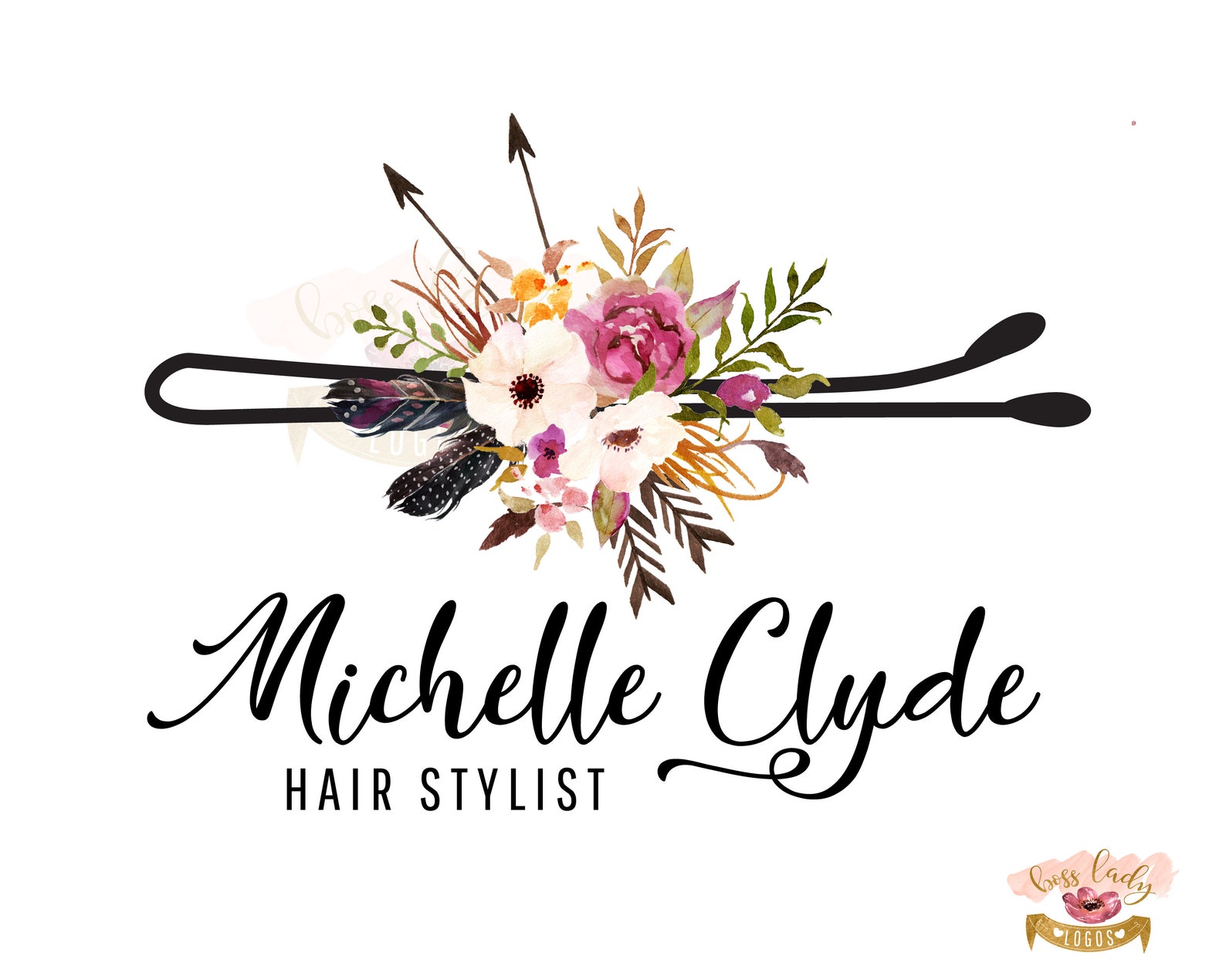 Hair Salon Logo Bobby Pin Logo Hair Stylist Logo Hair | Etsy