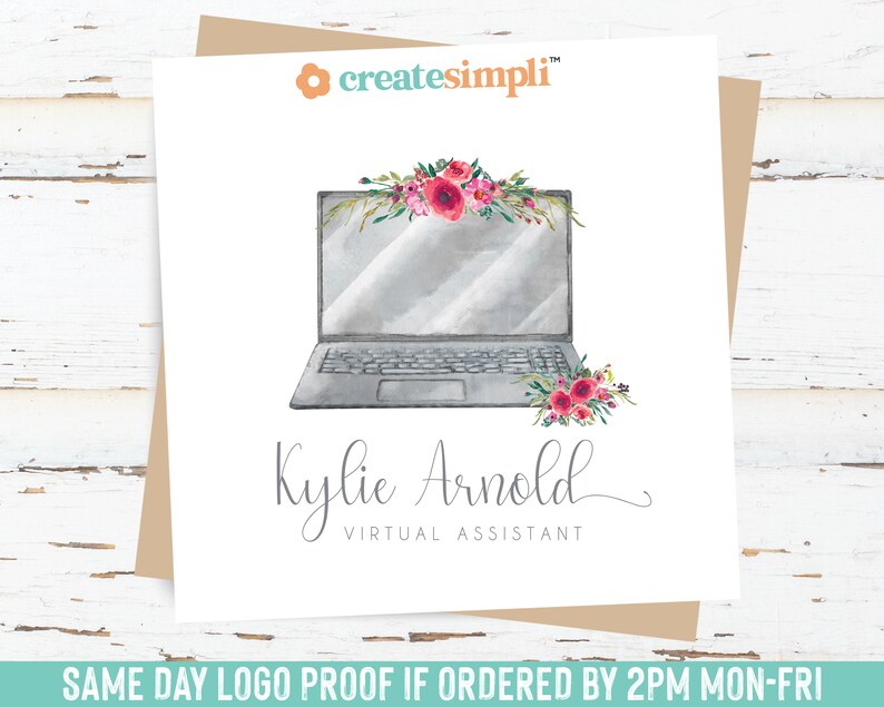 Computer Logo Design Watercolor Laptop Logo Virtual - Etsy