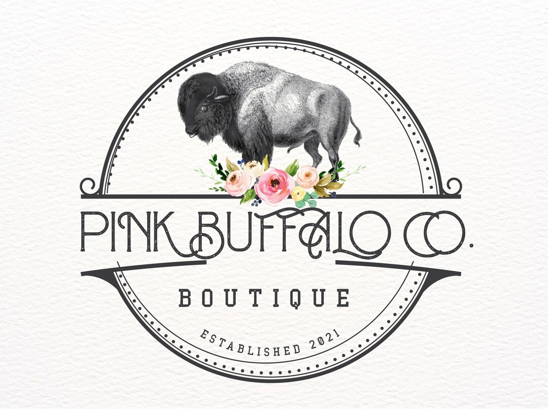 Buffalo Logo, Minimalist Line Art Logo, Vintage Stamp Logo, Boutique ...