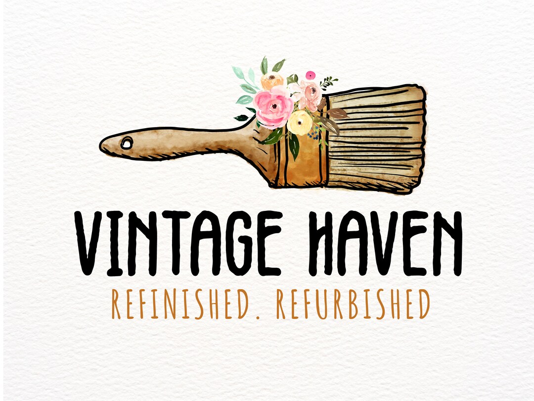 Vintage Paint Brush Logo, Furniture Painting Logo, Custom Painting Logo ...