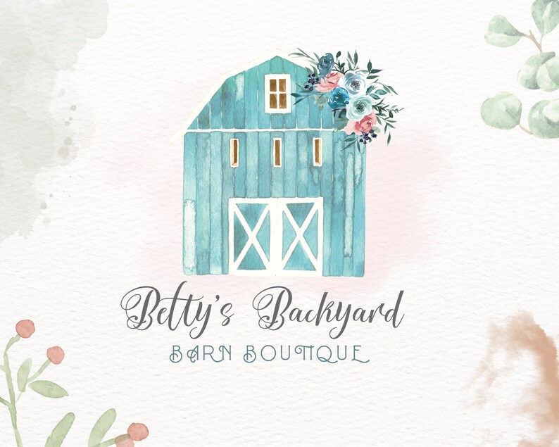 Barn Logo Design Rustic Teal Farmhouse Logo Branding - Etsy
