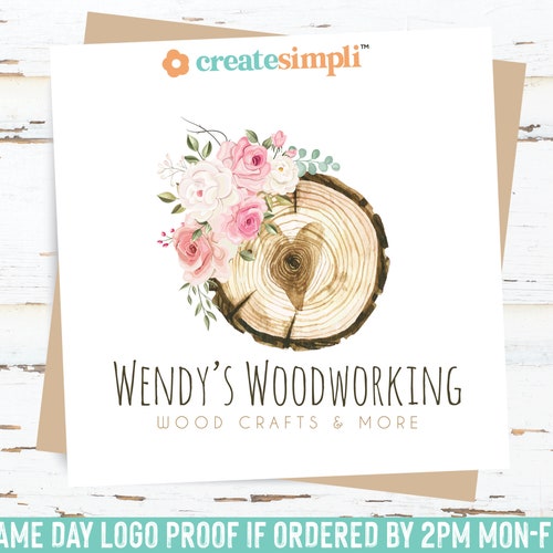 Rustic Wood Logo Craft Business Logo Tumbler Logo Floral - Etsy