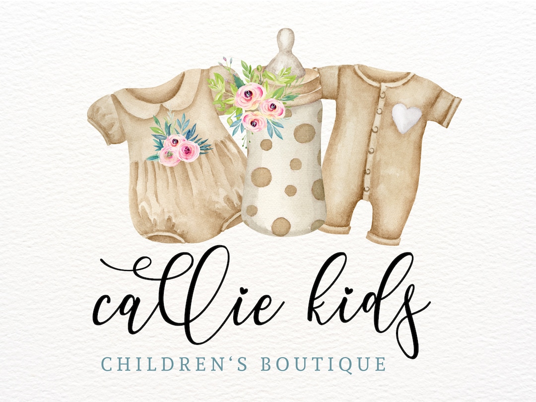 Children's Boutique Logo, Boho Girl and Boys Clothes, Baby Bottle, Kids ...