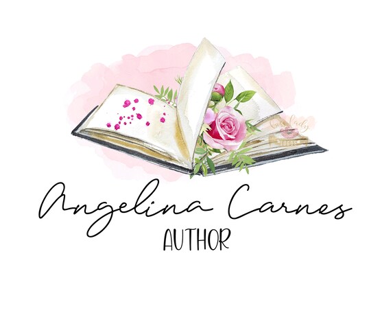Book Logo Design Vintage Book With Watercolor Flowers Author | Etsy