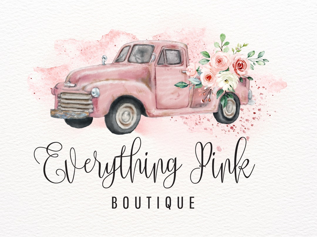 Pink Truck Logo, Vintage Truck Logo Design, Antique Pick up Truck ...