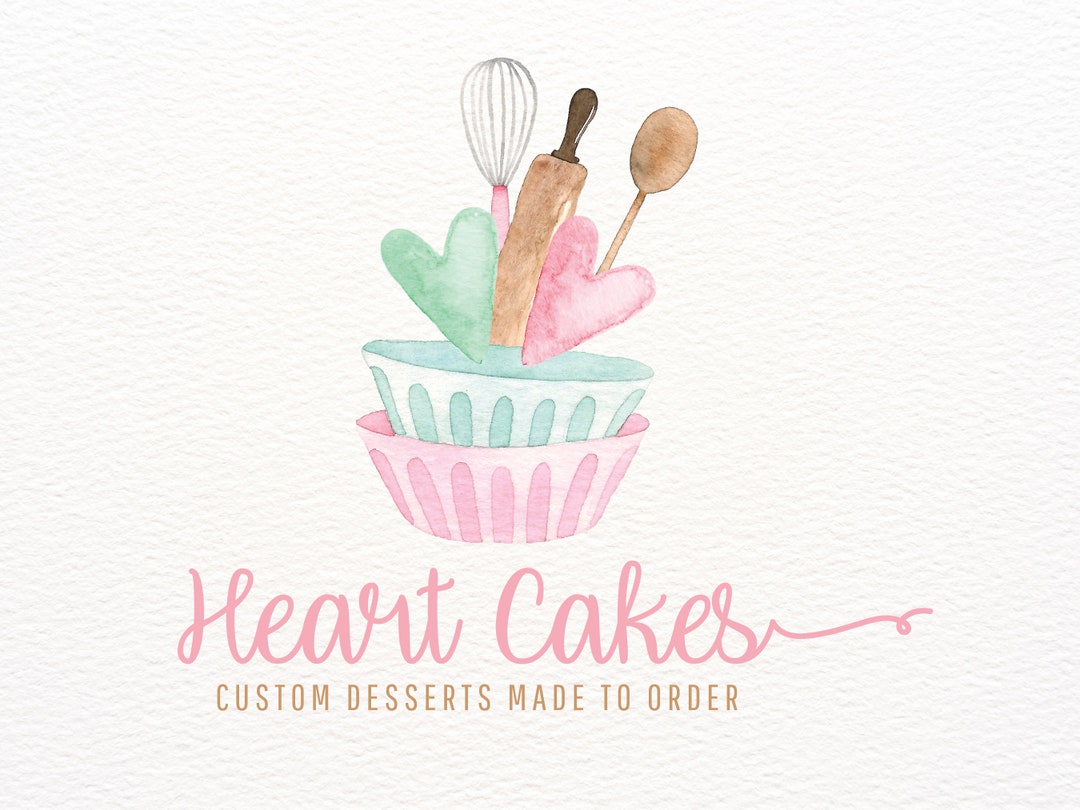 Premade Bakery Logo Baking Utensils Branding Kit, Rolling Pin Logo ...