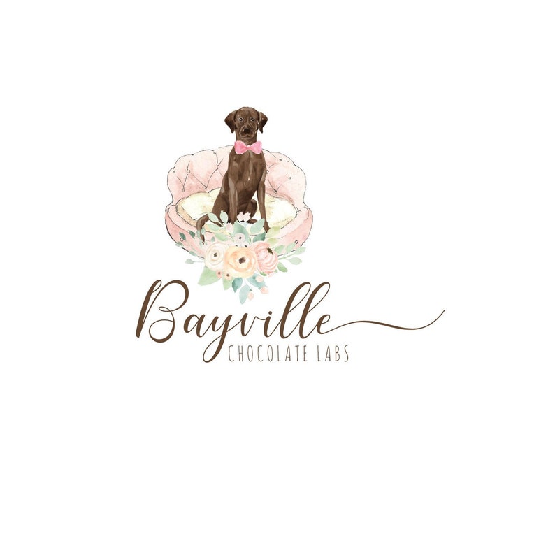Chocolate Lab Logo Design Branding Pet Sitting Pink Floral - Etsy