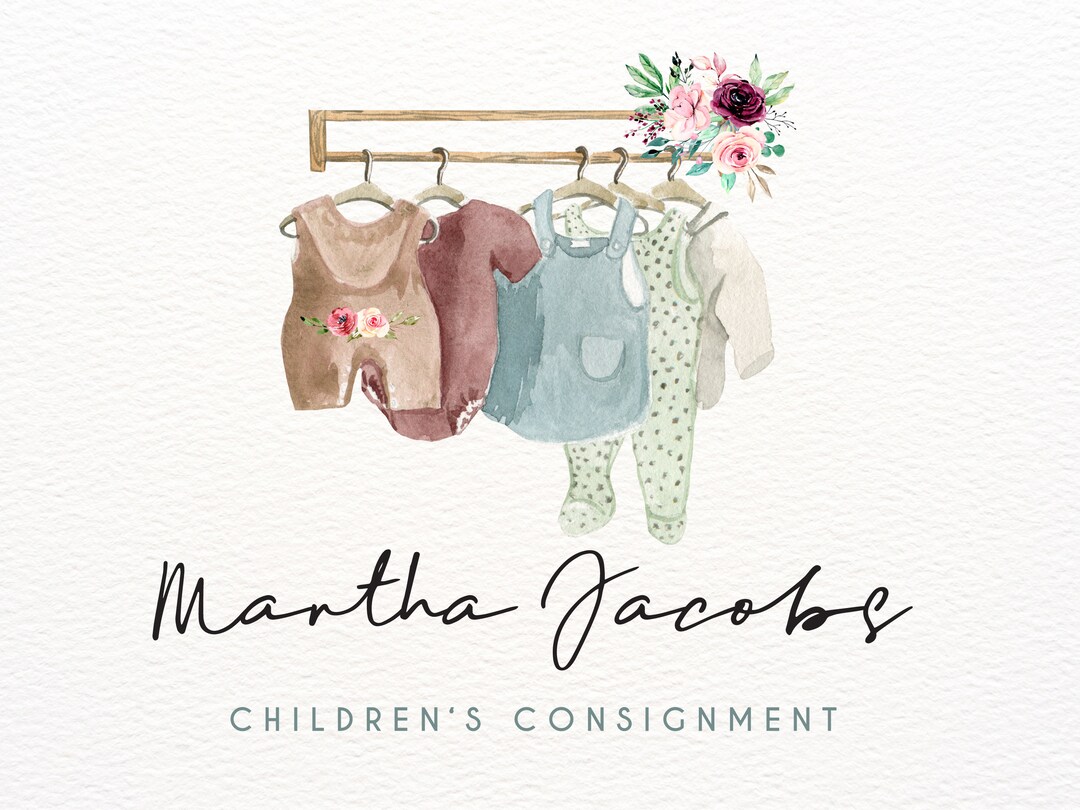 Children's Boutique Logo, Baby Clothes, Clothing Rack, Kids Logo Design ...