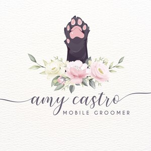 Dog Paw Logo Pet Logo With Flowers Pet Sitting Logos Dog - Etsy