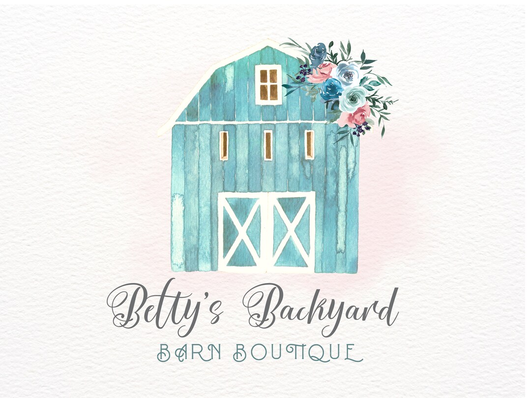 Barn Logo Design, Rustic Teal Farmhouse Logo Branding, Boutique Logo ...