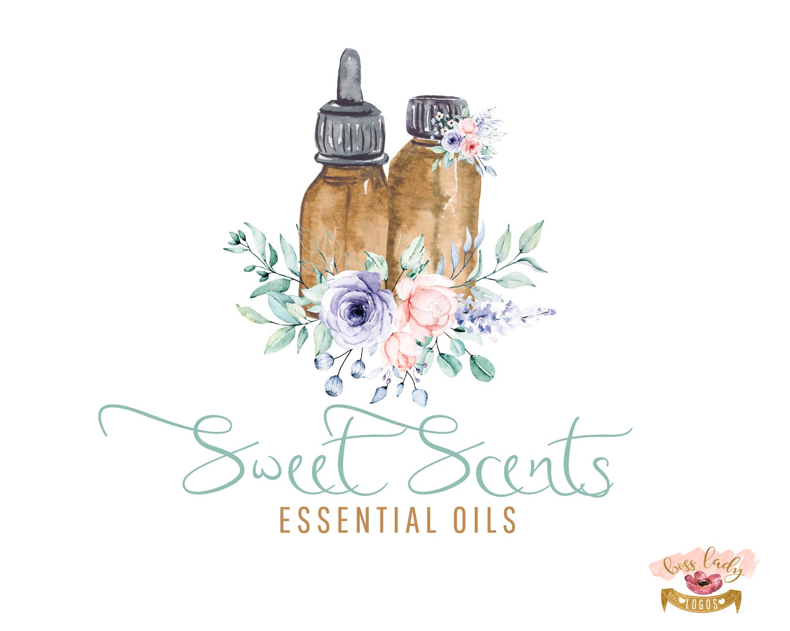 Essential Oil Logo Aroma Logo Design Pink and Purple | Etsy