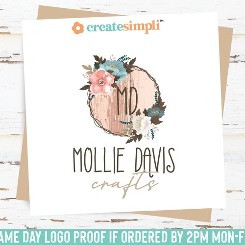 Craft Logo Rustic Wood Boutique Logo Design Watercolor - Etsy