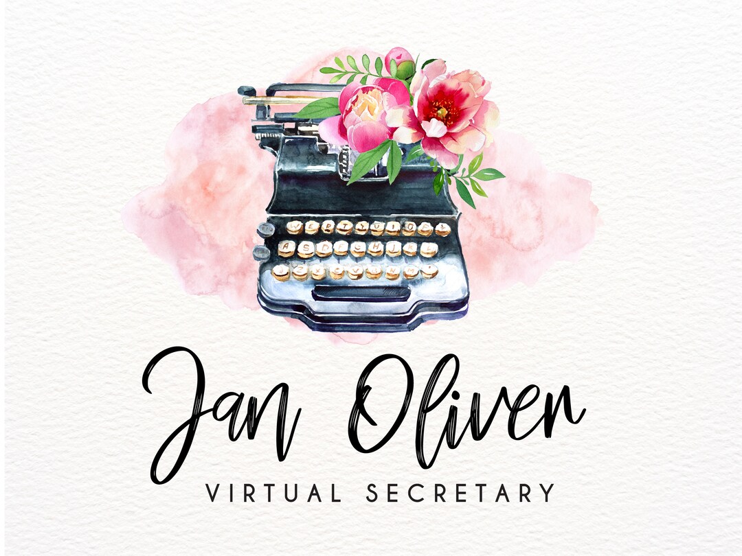 Retro Typewriter Logo Design, Virtual Assistant Logo, Cute Secretary ...