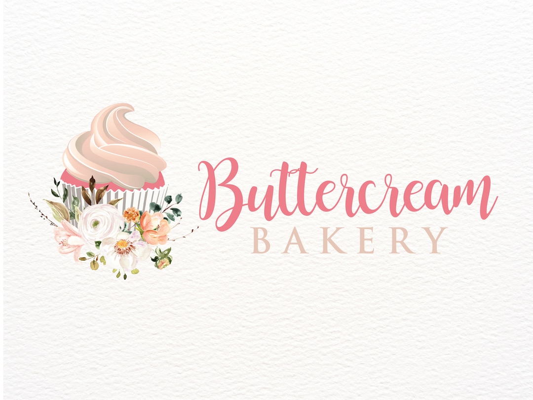 Pink Bakery Logo, Cupcake Baking Logo, Icing Cake Logo, Custom Baker ...