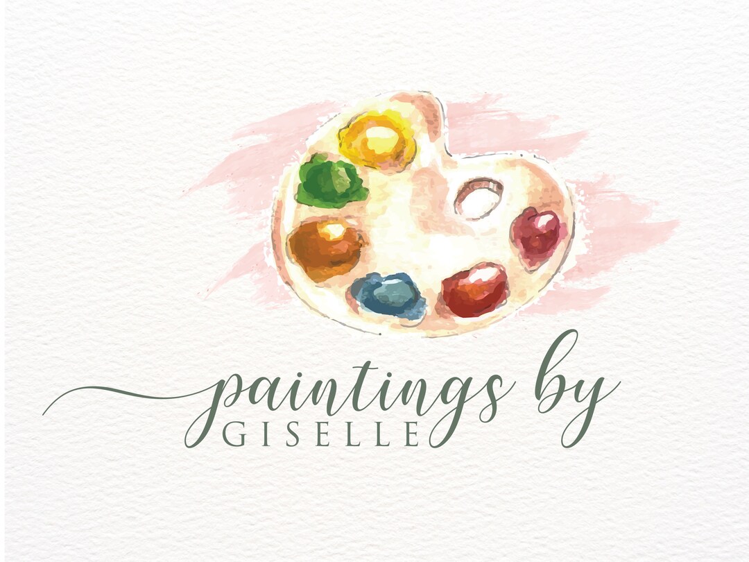 Painters Palette Logo, Custom Artist Logo, Crafting Logo, Watercolor ...