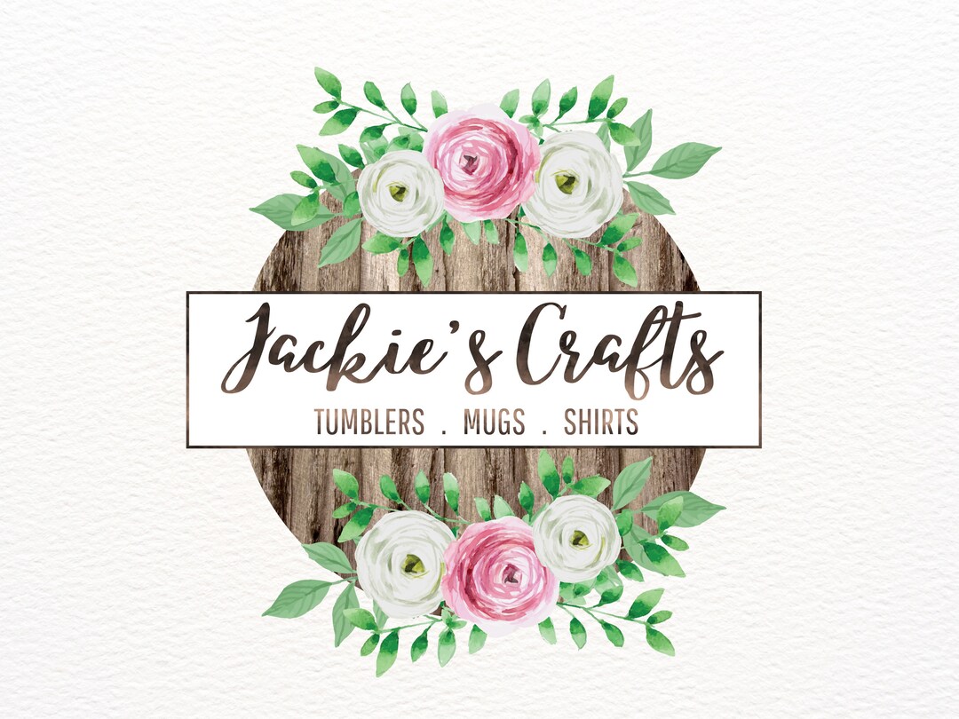 Rustic Wood Logo, Craft Business Logo, Tumbler Logo, Floral Logo Design ...