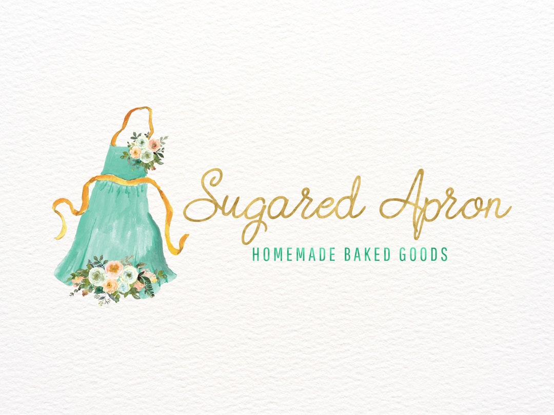 Apron Logo, Bakery Logo Design, Watercolor Baking Logo, Home Baker ...
