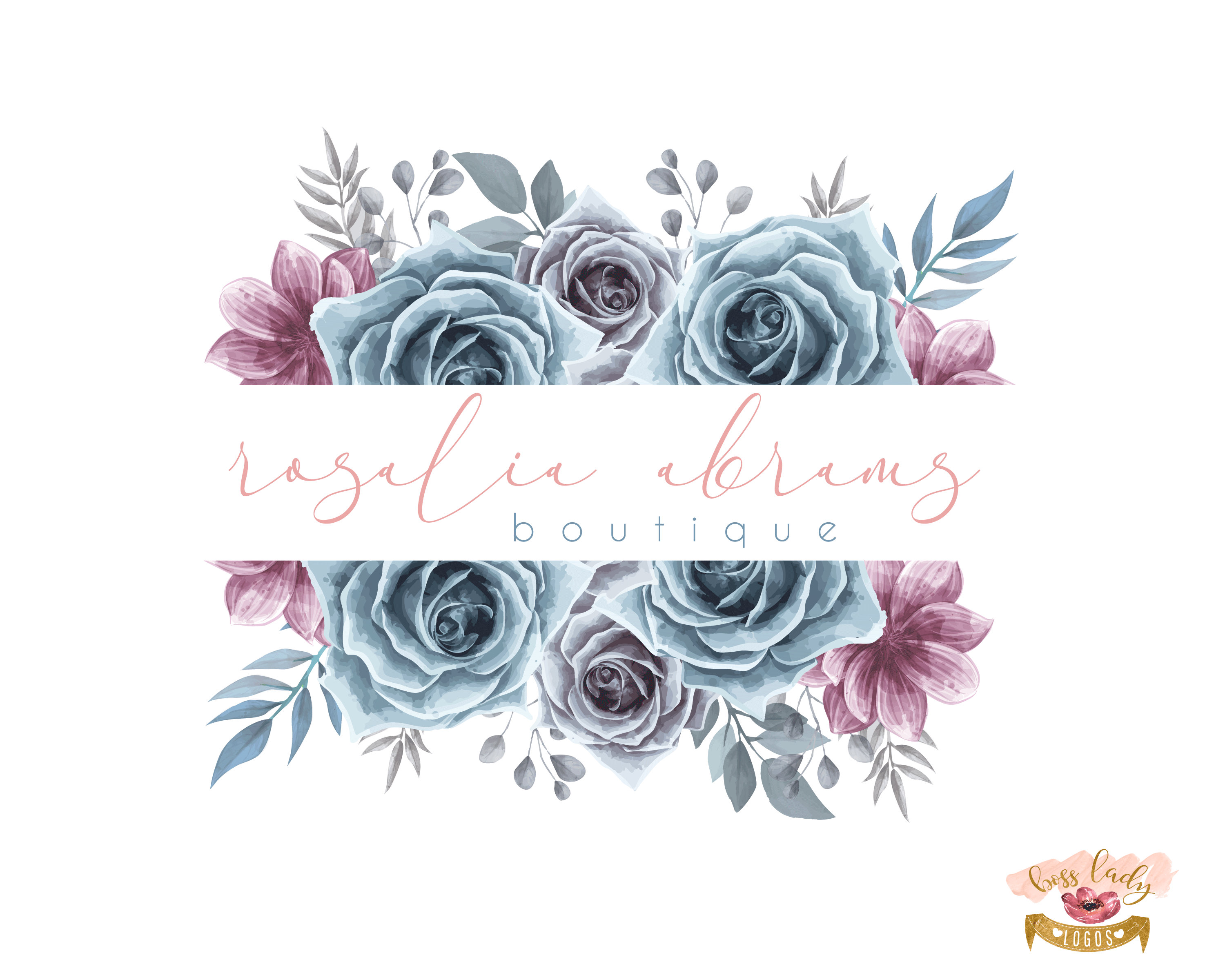 Blue Roses Logo Flower Frame Logo Design Boutique Logo | Etsy