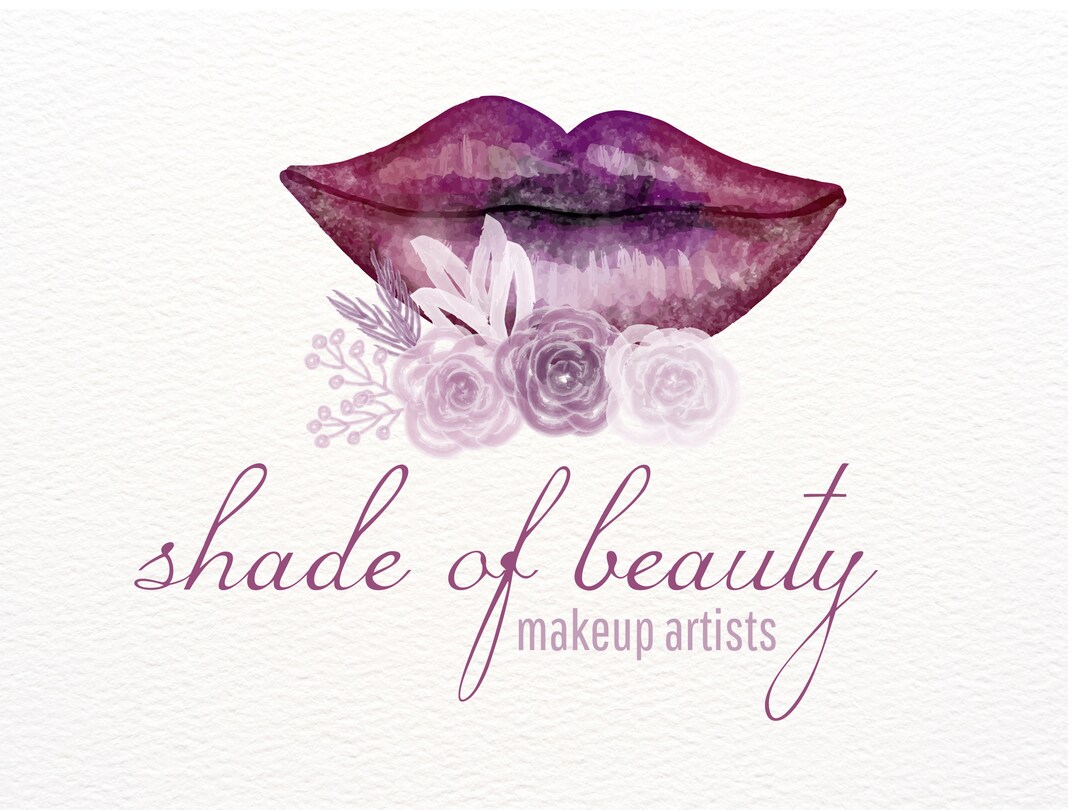Lips Logo, Beauty Logo, Makeup Artist Logo, Purple Lips Logo Design ...