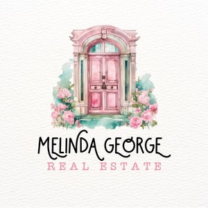 Pink Door Logo, Real Estate Logo, Farmhouse Logo, Vintage Logo, Custom ...