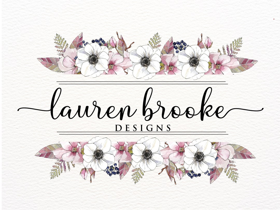 Pretty Floral Border Logo Logo, Cute Boutique Logo, Premade Crafting ...